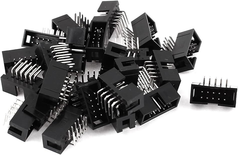 Amazon.com: uxcell 10-Pin Right Angle 2.54mm Box Header Connector IDC ...