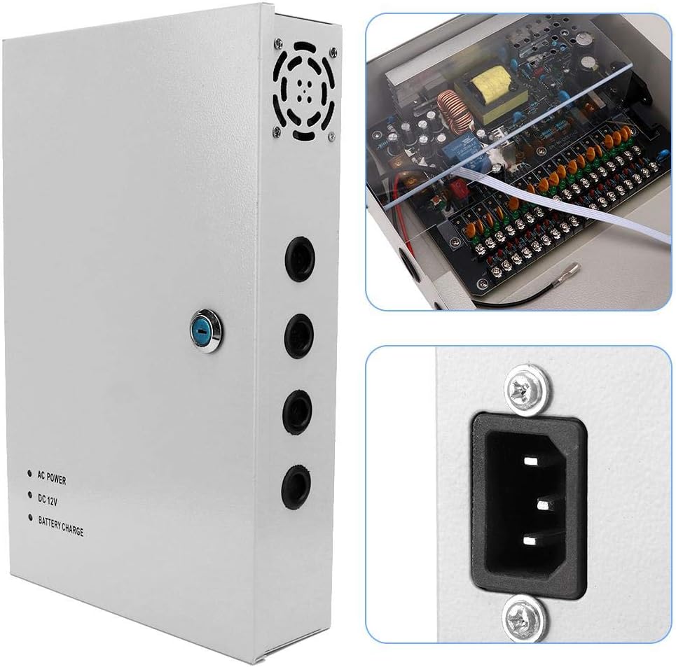 12V-30A-18CH UPS Access Control Backup Battery Power Supply Box Door ...