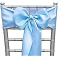 Amazon.com: ZSJFMF Pack of 50 Satin Baby Blue Chair Sashes Bows 7 X 108 ...