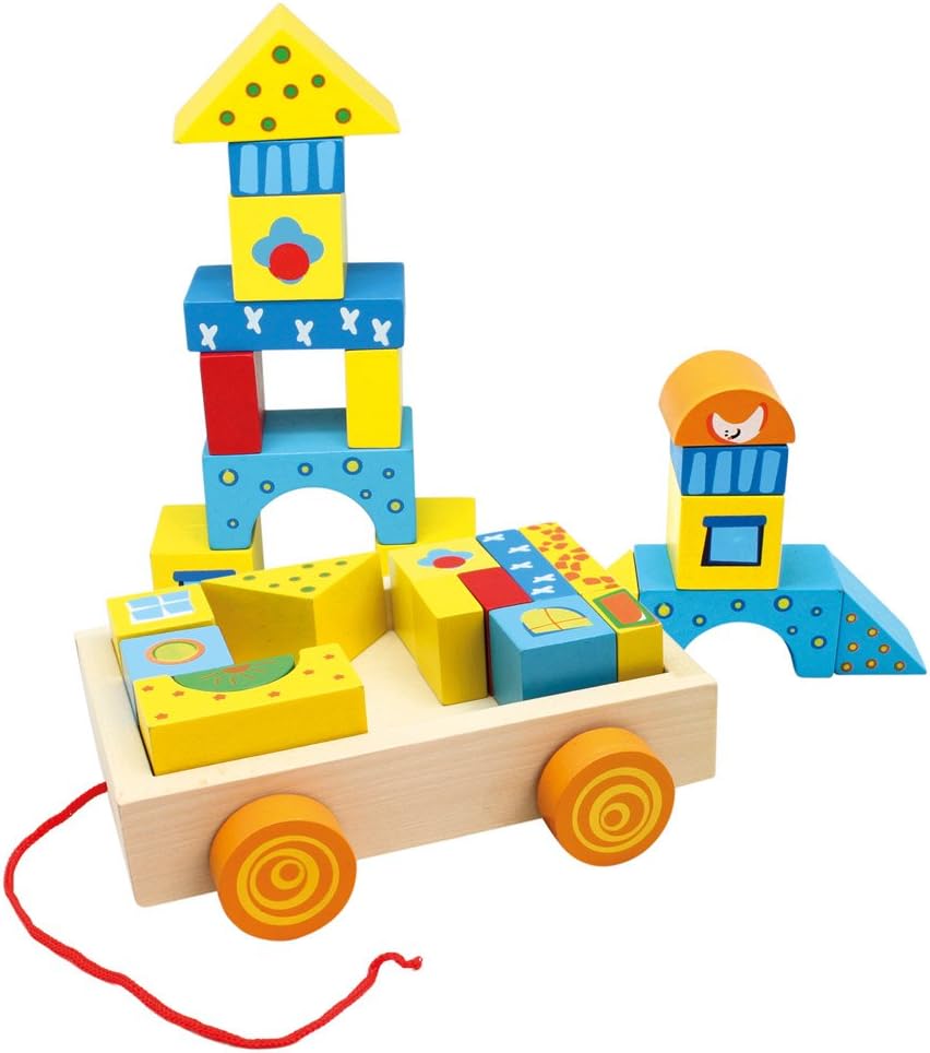 Bino 80152 Multicolour Wooden Stacker Toy for Toddlers On A Pull Along ...