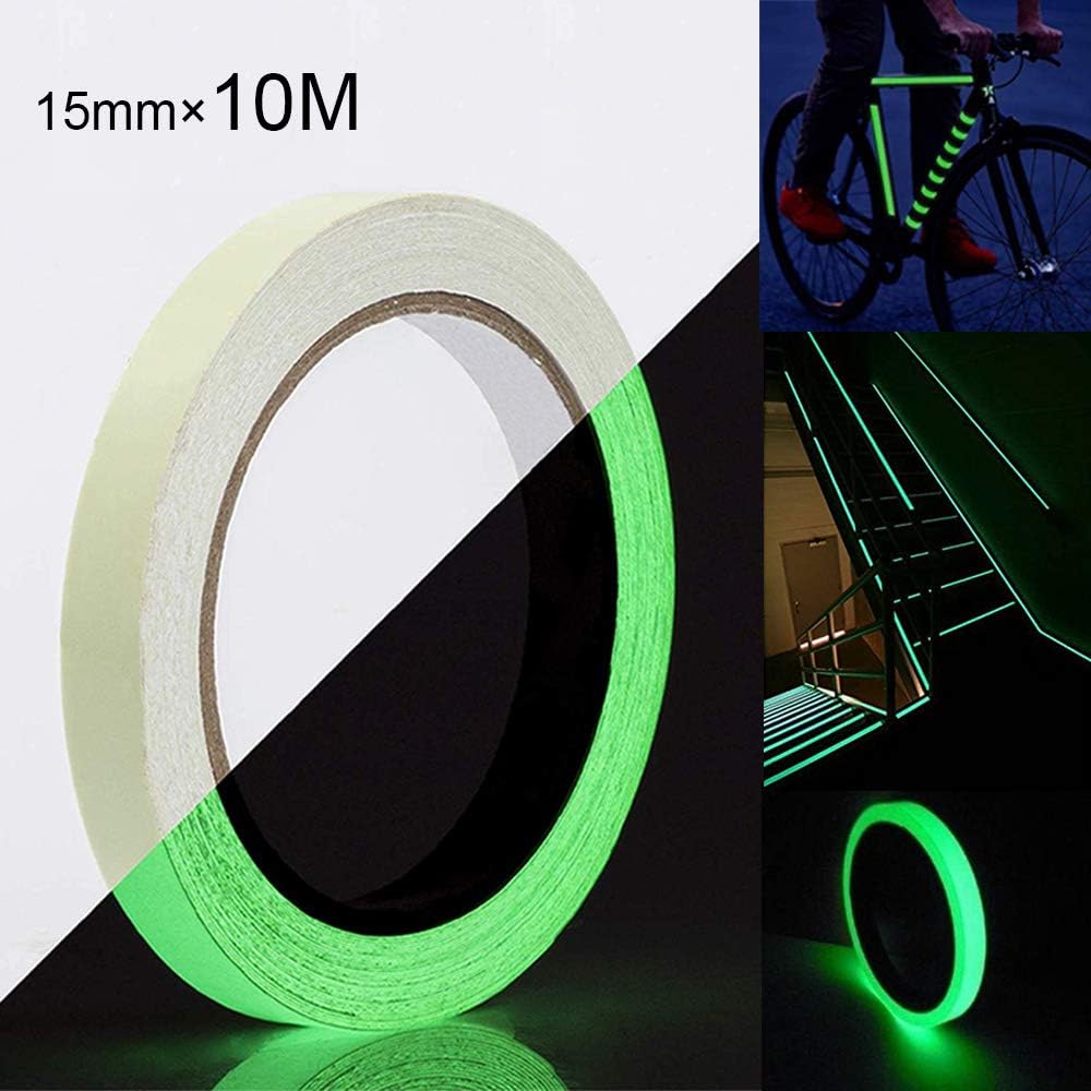 FULARR 10m X 15mm Premium Lumineux Ruban Autocollant, Glow in The Dark Tape, Phosphorescent ...