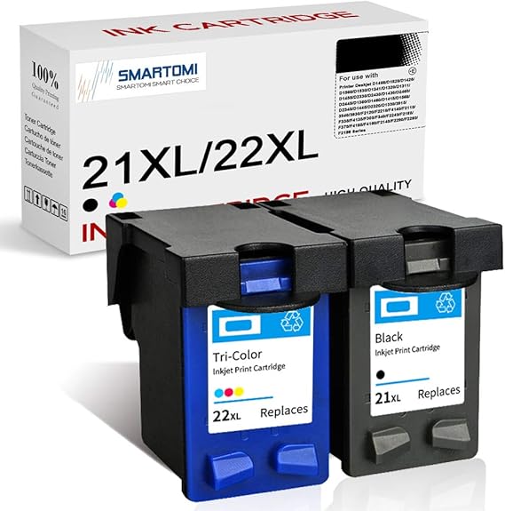 SMARTOMI Remanufactured HP 21 22 Ink Cartridges 21XL 22XL C9351A C9352A ...