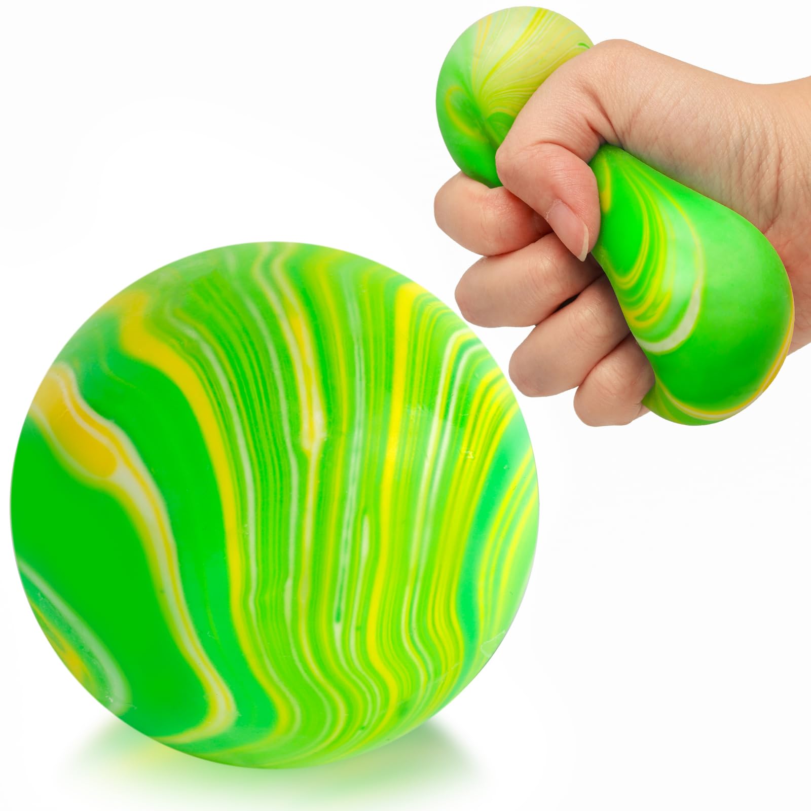 LovesTown Fidget Squeeze Ball, 2.5 Inch Stress Ball Yellow/Green Dough ...