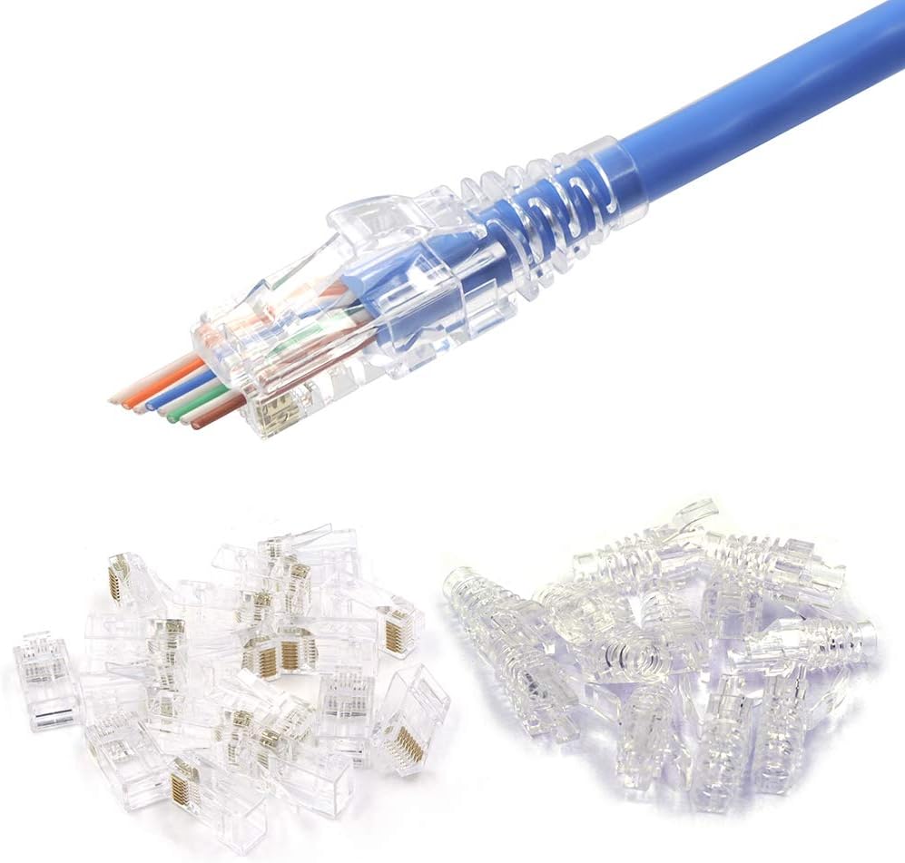 [UL Listed] VCE 50 Pack End Pass Through RJ45 CAT6 Connector and Cable ...