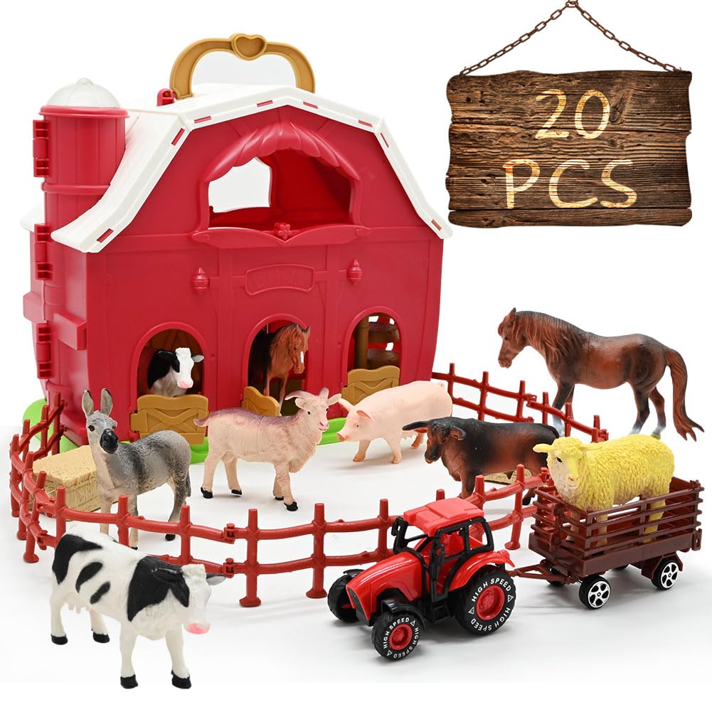 Mua Red Barn and Farm Animal Figures Playset, 20Pack Preschool STEM ...