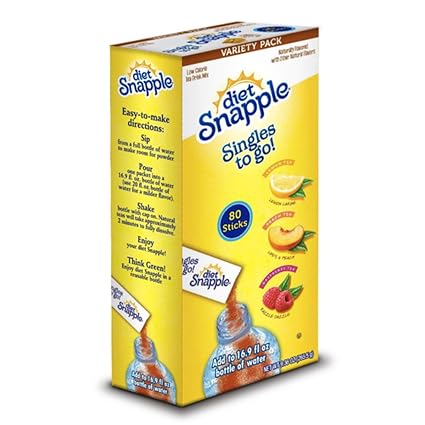 Diet Snapple Lemon, Peach & Raspberry Tea 80 Singles To Go Drink Mix ...