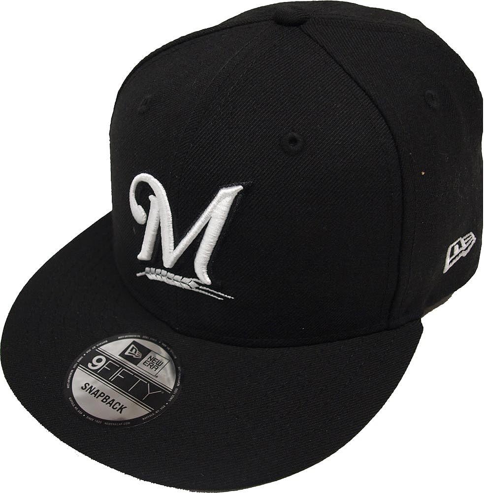 New Era Milwaukee Brewers Negro logotipo blanco 9 FIFTY Gorra de ...