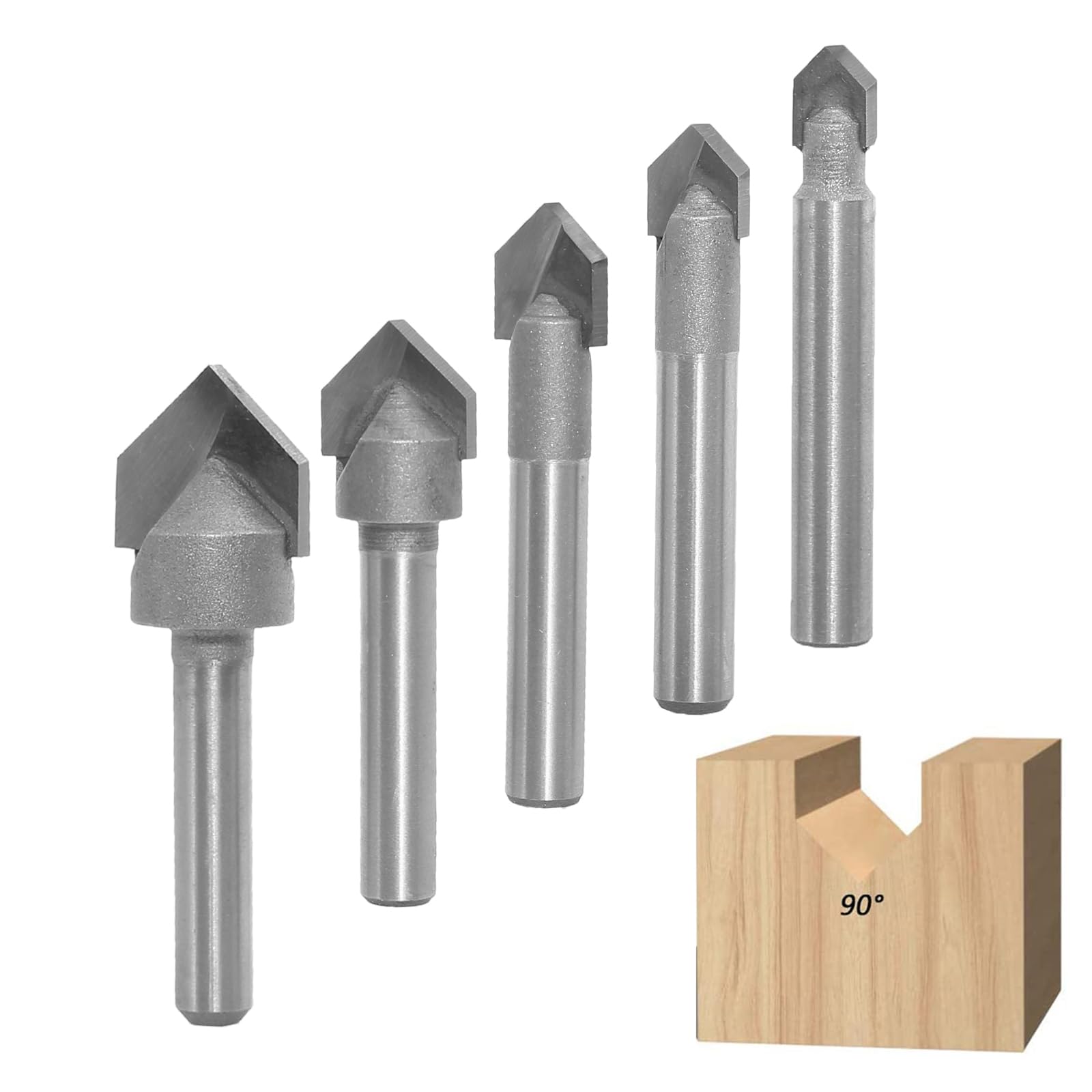 Mua 5pcs 90 Degree V Groove Router Bit Set,1/4" Shank,Carbide Tips V ...