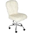Amazon.com: Linon Cora Faux Flokati Armless Office Chair, White : Home ...