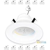 NUWATT 12 Pack Black MR16 12V LED Recessed Lighting 4 Inch Retrofit, 5CCT Selectable 2700K/3000K ...