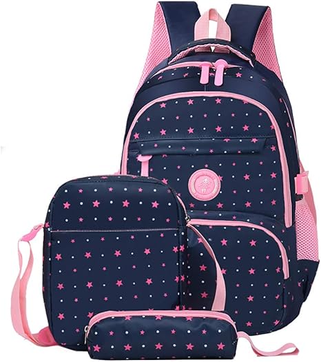 School Bags set for teen girls, Large Capacity School Bag with Lunch ...