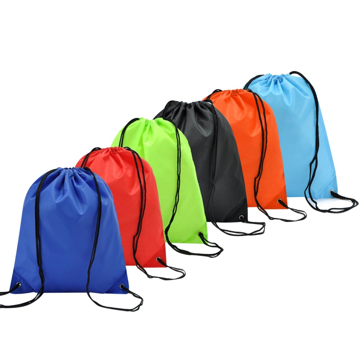 Coolzon® 6 Pack Drawstring Backpack Bag Nylon Folding Shoulder Tote ...
