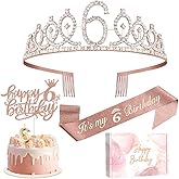 Amazon.com: 8th Birthday Decorations for Girls, Including Rose Gold Sweet Rhinestone Tiara Crown ...