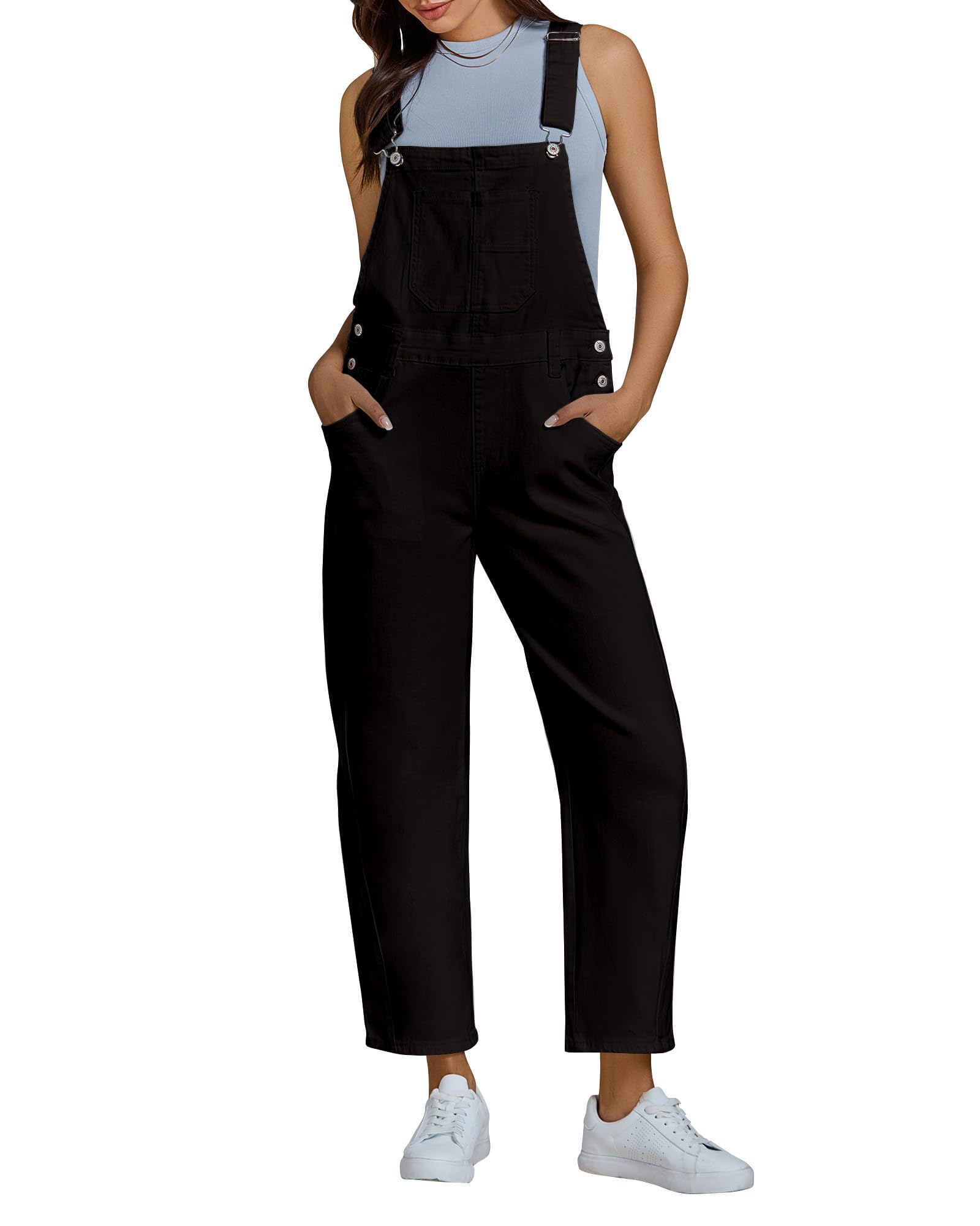 luvamia Cute Overalls Denim Jumpsuits for Women 2024 Black Overall Plus ...