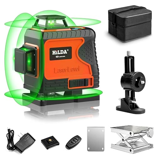 HILDA 4x360°Laser Level Self Leveling with Alarm,16 Lines Green Line ...