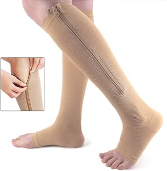 Ailaka Medical Zipper Compression Calf Socks 15-20 mmHg for Women and ...