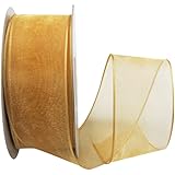 Amazon.com: sheer organza ribbon wired. color-gold. 2 1/2'' x 50 yard ...