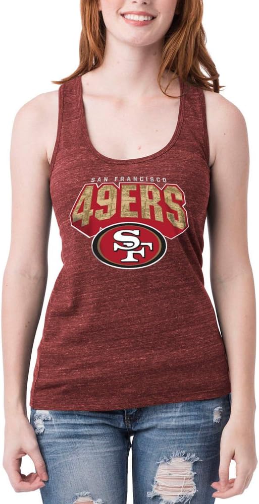Amazon.com : San Francisco 49ers Womens Heathered Red Racerback Shadow ...