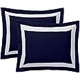 Amazon.com: Navy Blue Dual Tone Pillow Shams Set of 2pc - Luxurious and Soft - 600 Thread Count ...