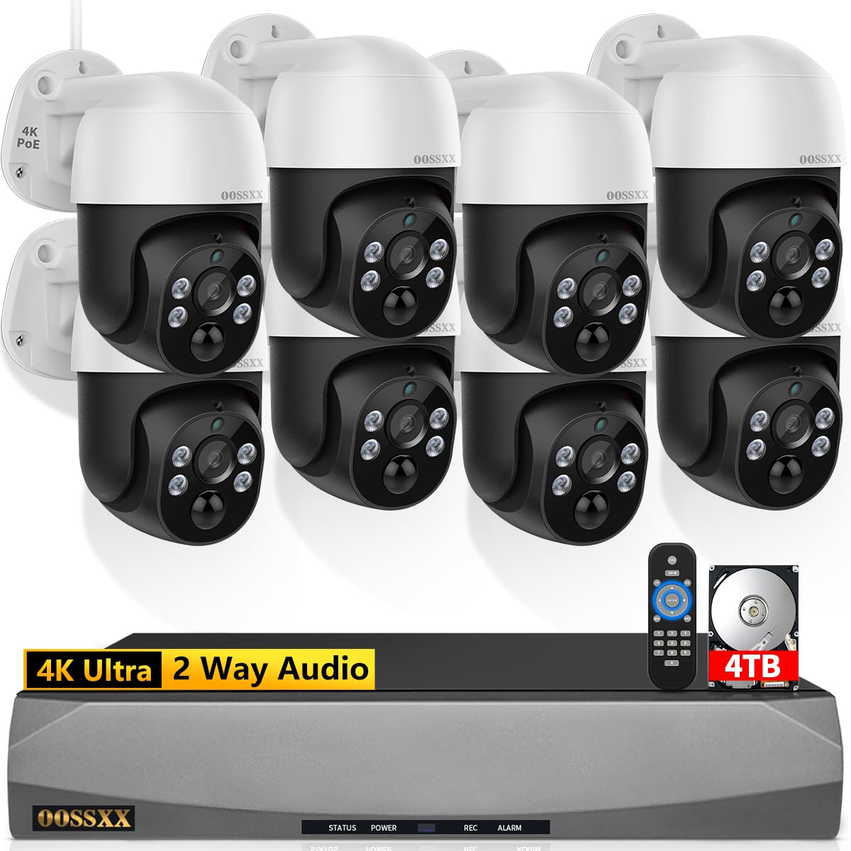 Auto Tracking 4K 2-Way Audio PTZ PoE Outdoor Wired Security Cameras ...