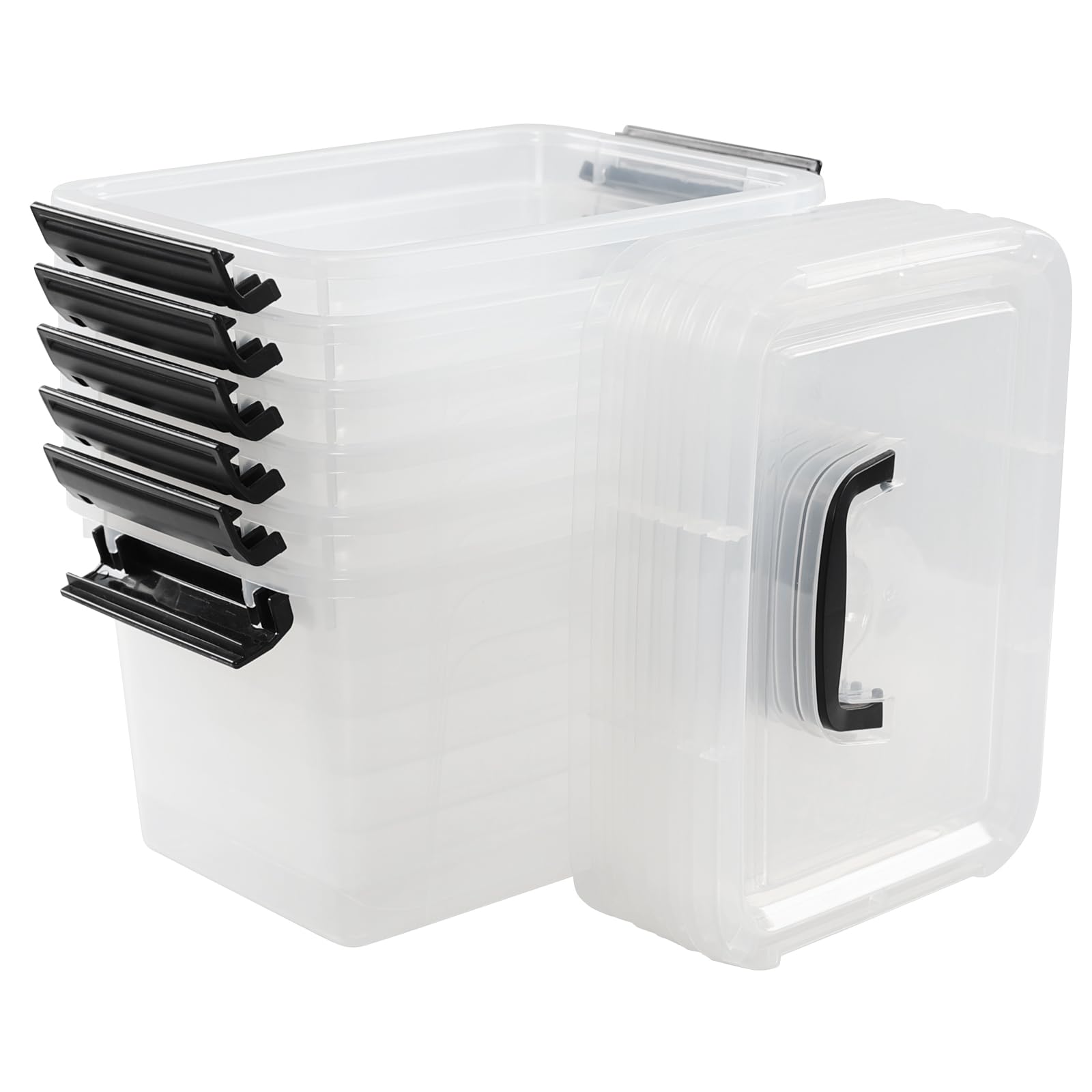 Neadas 6 Quart Clear Plastic latching Storage Boxes with Lids and ...