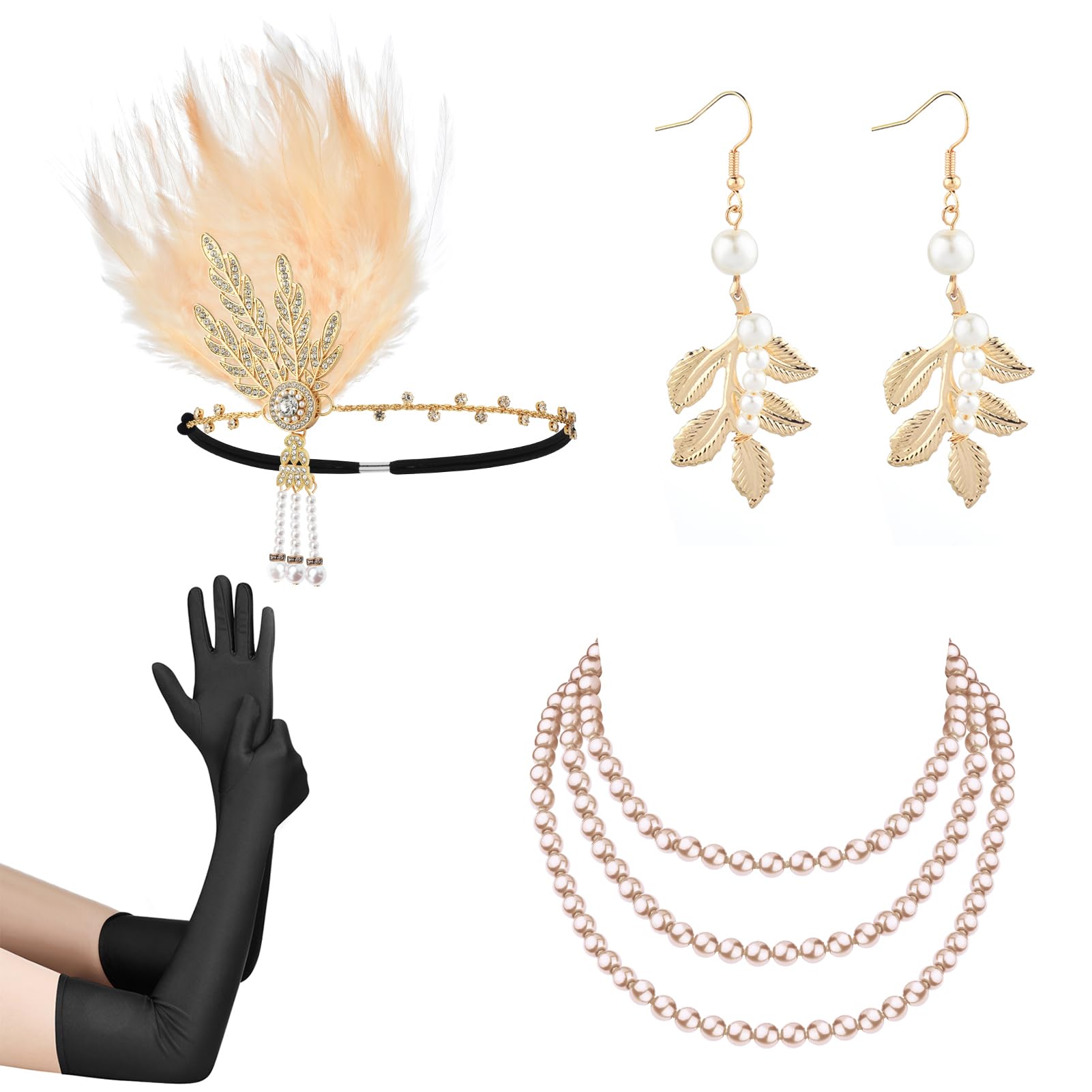 FeelfunFeather 1920s Gatsby Accessories Set,Roaring 20s Costume Flapper ...