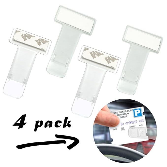 Aurorali Car Windscreen Parking Ticket Holder Clip, 4 Pcs Plastic Car ...