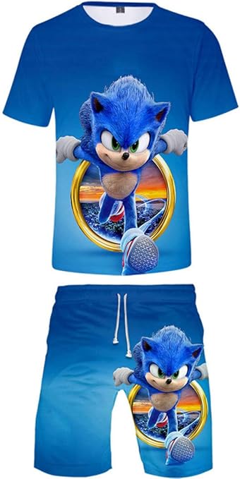 Silver Basic Boys Sportswear Tracksuit Sonic T Shirt and Pants Summer ...