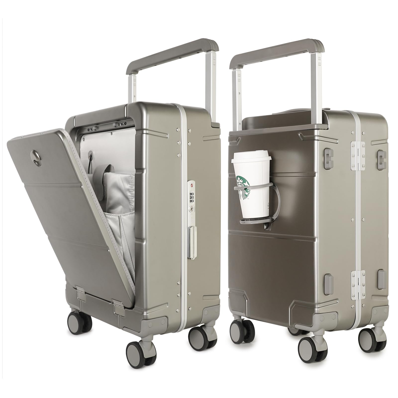 LAZEYARD Carry On Luggage with Cup Holder and Type-C USB Port - Wide ...