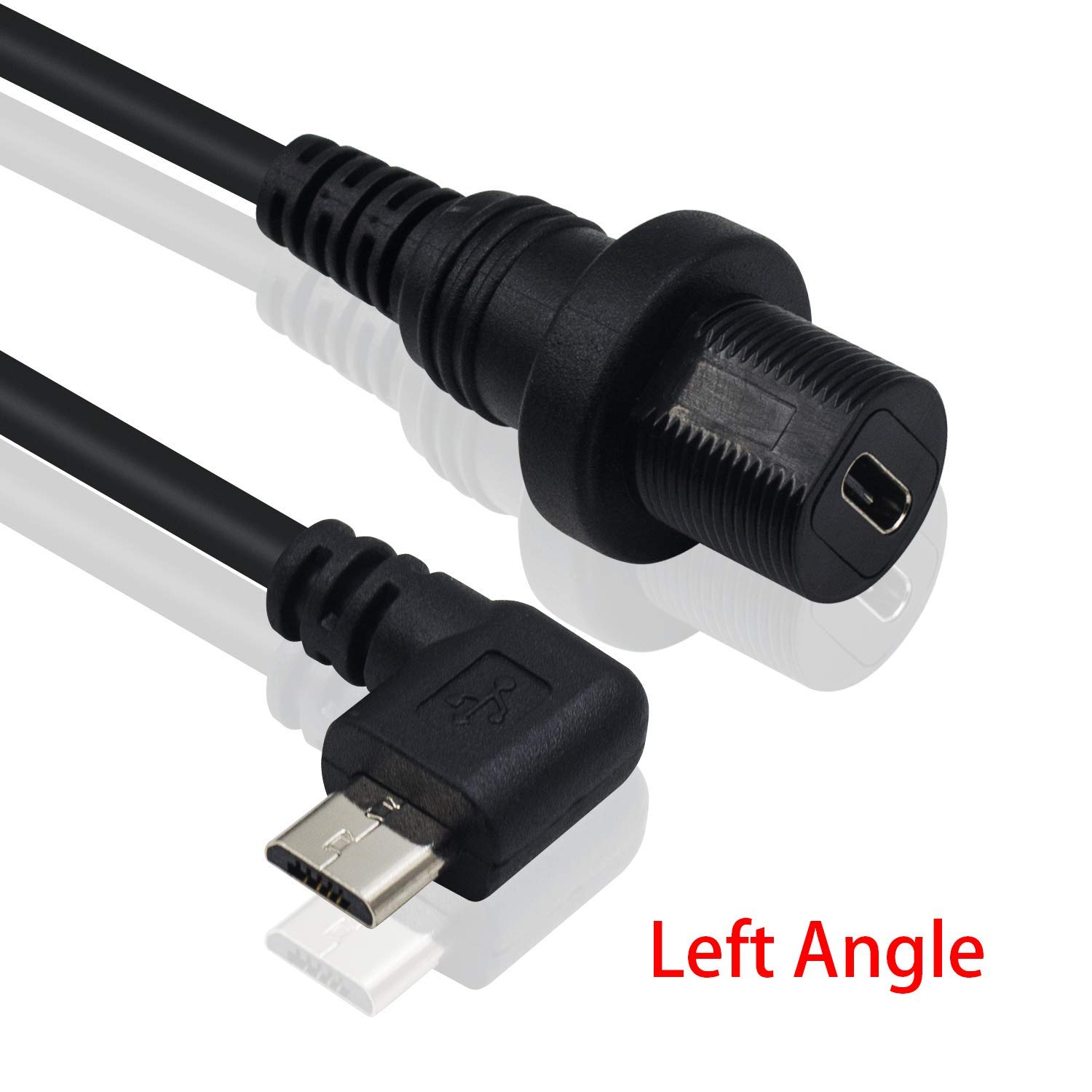 Duttek Micro USB Panel Mount Cable, Left Angled 90 Degree Micro USB ...