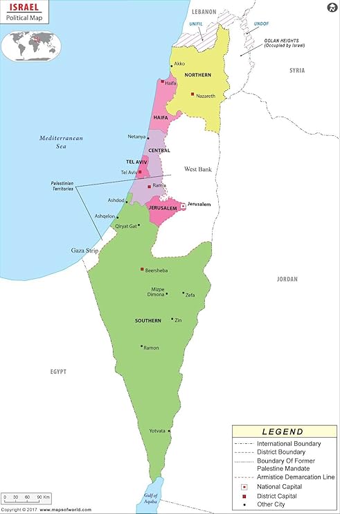 Israel Mapa Político (91,4 cm W x 137,9 cm H): Amazon.com.mx: Oficina y ...