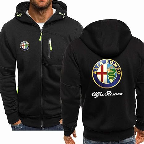 Men's Zip Hoodie Sweatshirt Jacket - 3D Alfa Romeo Casual Unisex Long ...