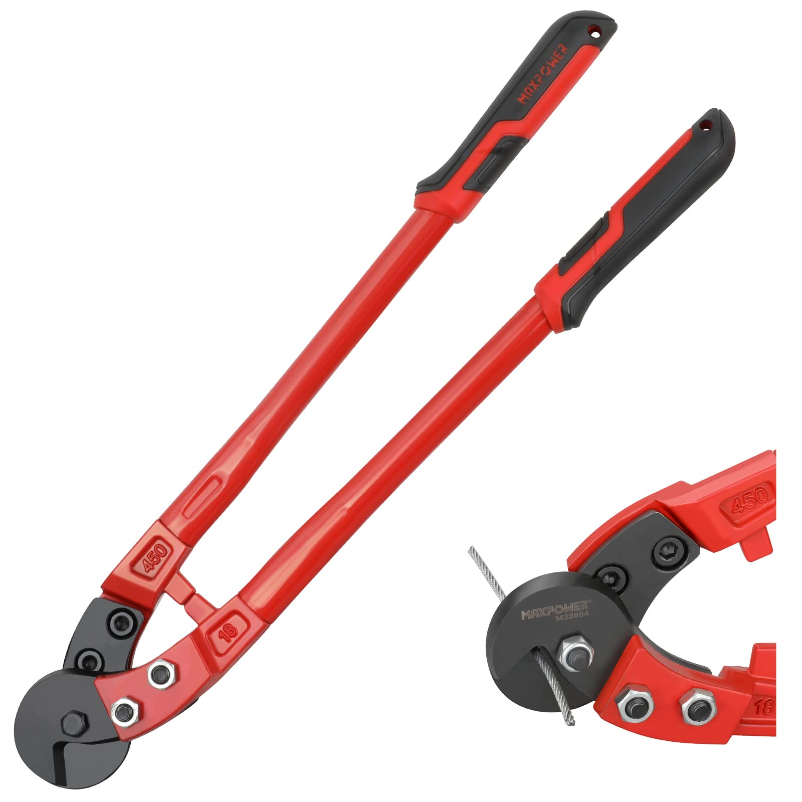 MAXPOWER Steel Cable Cutters,18-Inch Heavy Duty Wire Rope Cutter, Steel ...