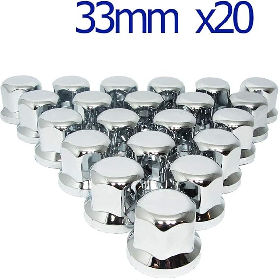 MGF 20 Stück 33 mm Chrom-Kunststoff-Radmuttern Abdeckungen für LKW ...
