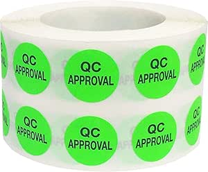 Fluorescent Green QC Approval Quality Check Stickers, 13 mm 1/2 Inch ...