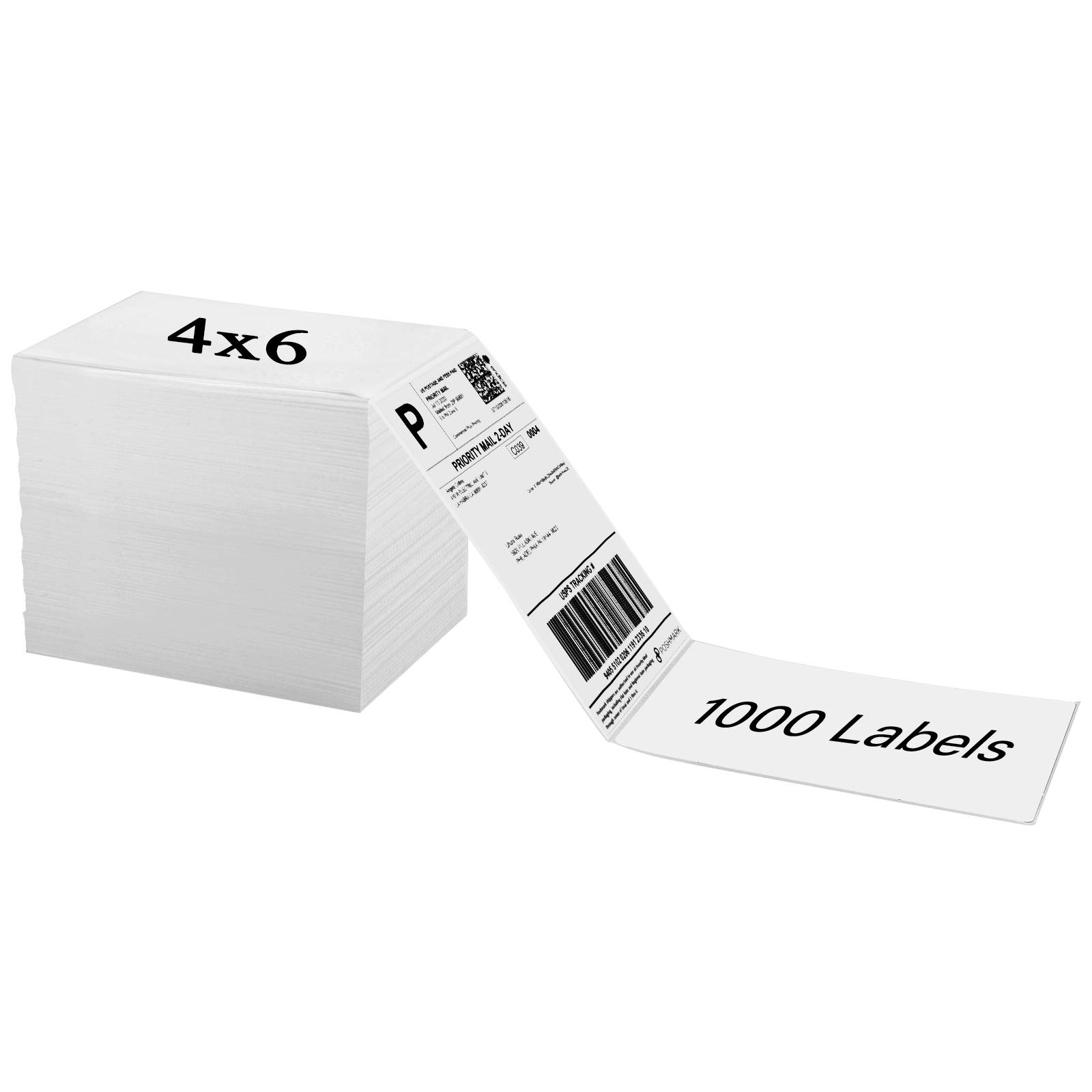 OausTect 4x6 Shipping Label 1000 Fanfold Labels for Rollo, Zebra Direct Thermal Printer, with ...
