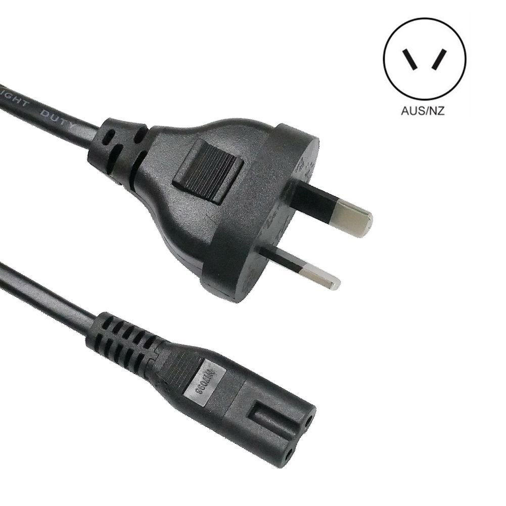 2 Pin Core Figure 8 IEC-C7 AC Power Cord Cable Lead AU Plug 0.5m (1 ...