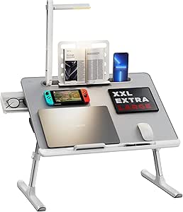 Amazon.com: Laptop Bed Tray Desk with LED Desk Lamp, SAIJI Adjustable ...