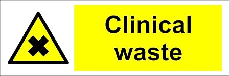Warning Clinical waste safety sign - Self adhesive sticker 300mm x ...