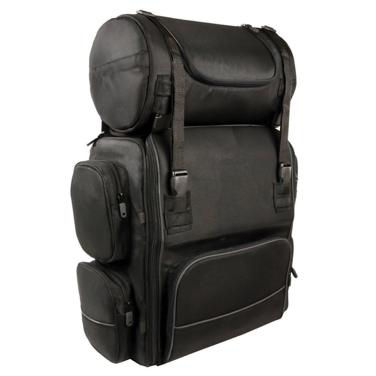 Milwaukee Leather SH680 Large Black Textile Motorcycle Sissy Bar Travel ...