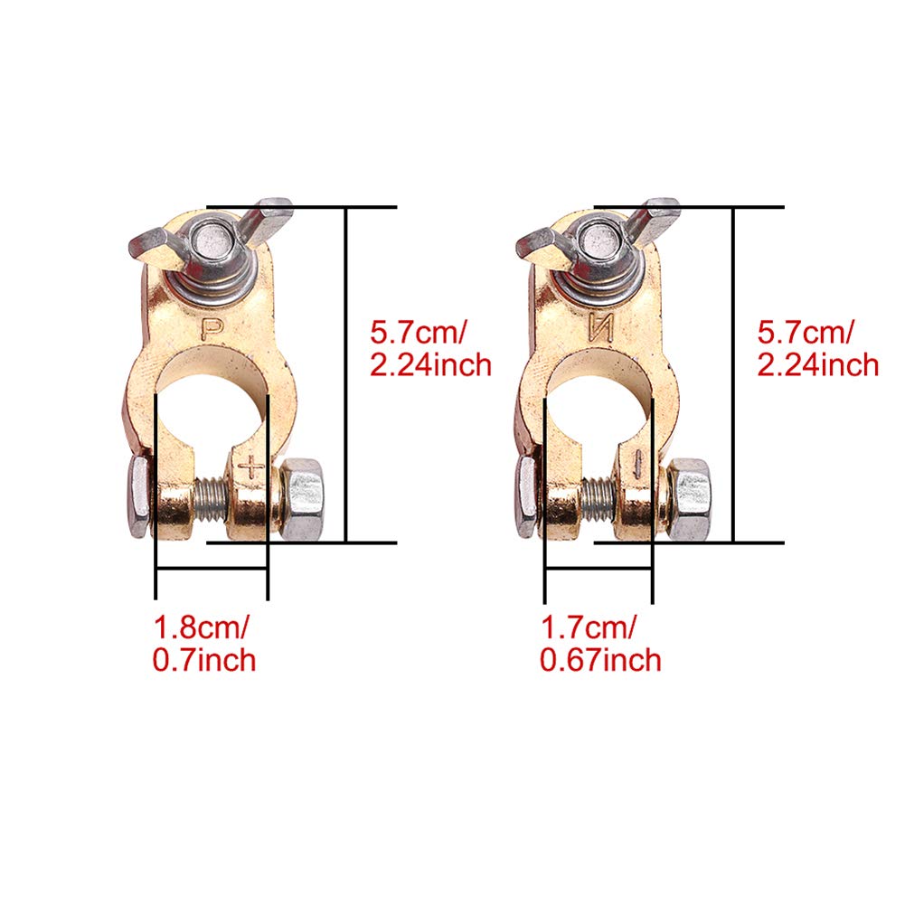 Positive Negative Thickened Brass Battery Terminal Connectors Clamp ...