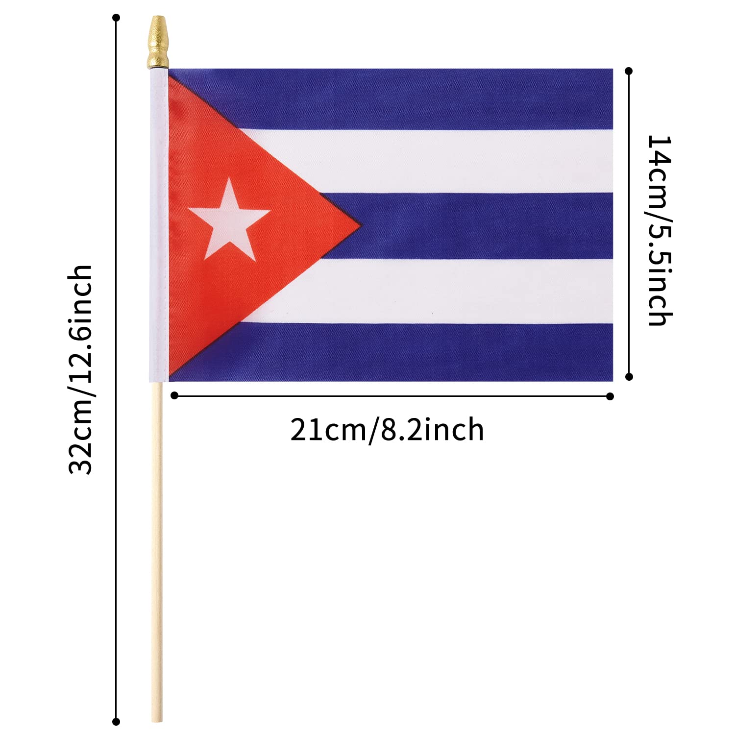 25 Pack Cuba Cuban Flag Small Mini Flag Wood Hand Held Stick Flag ...
