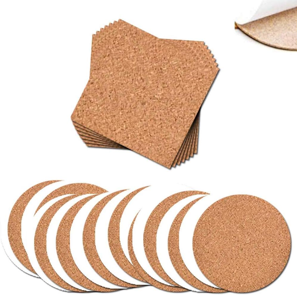 40 hojas de corcho autoadhesivas de 10 x 10 cm con base cuadrada y ...