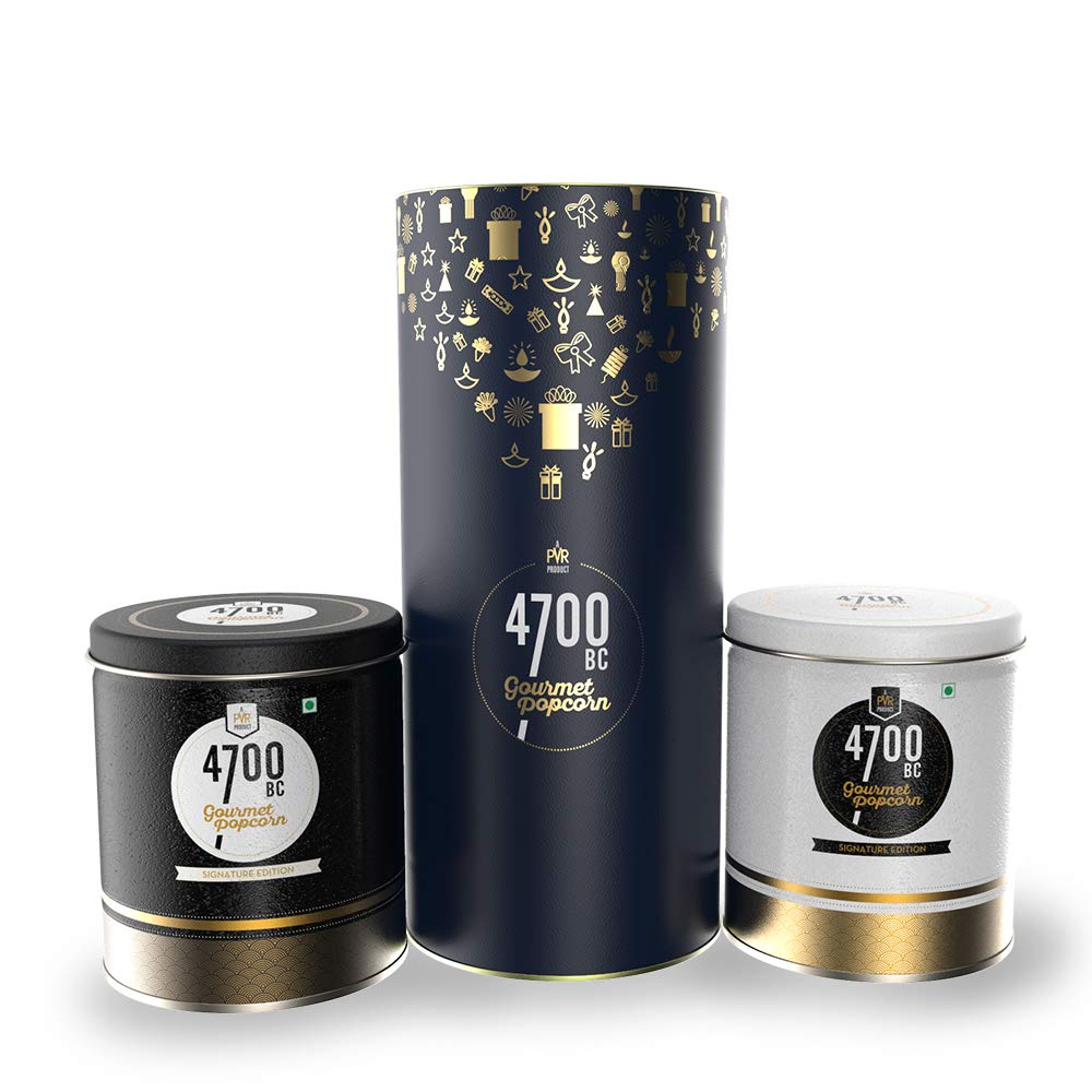 4700BC Gourmet Popcorn, Combo Box, 235g, (2 Tins: 1 Himalayan Salt ...