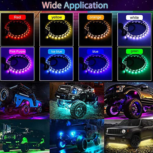 BLIAUTO Car Underglow Lights Underbody Neon Light Kit 4 PCS 8 Color LED ...