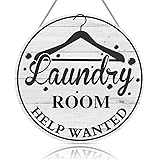 Amazon.com : Laundry Room Help Wanted Rustic Wood Sign Plaque (12"x 12 ...