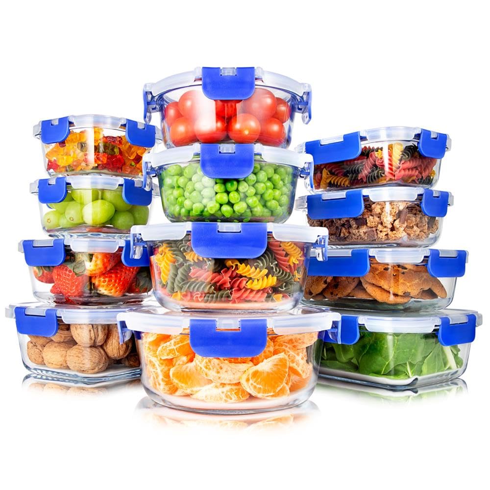 Mua SereneLife 24 Piece Glass Storage Containers with Lids, 12 Pack ...