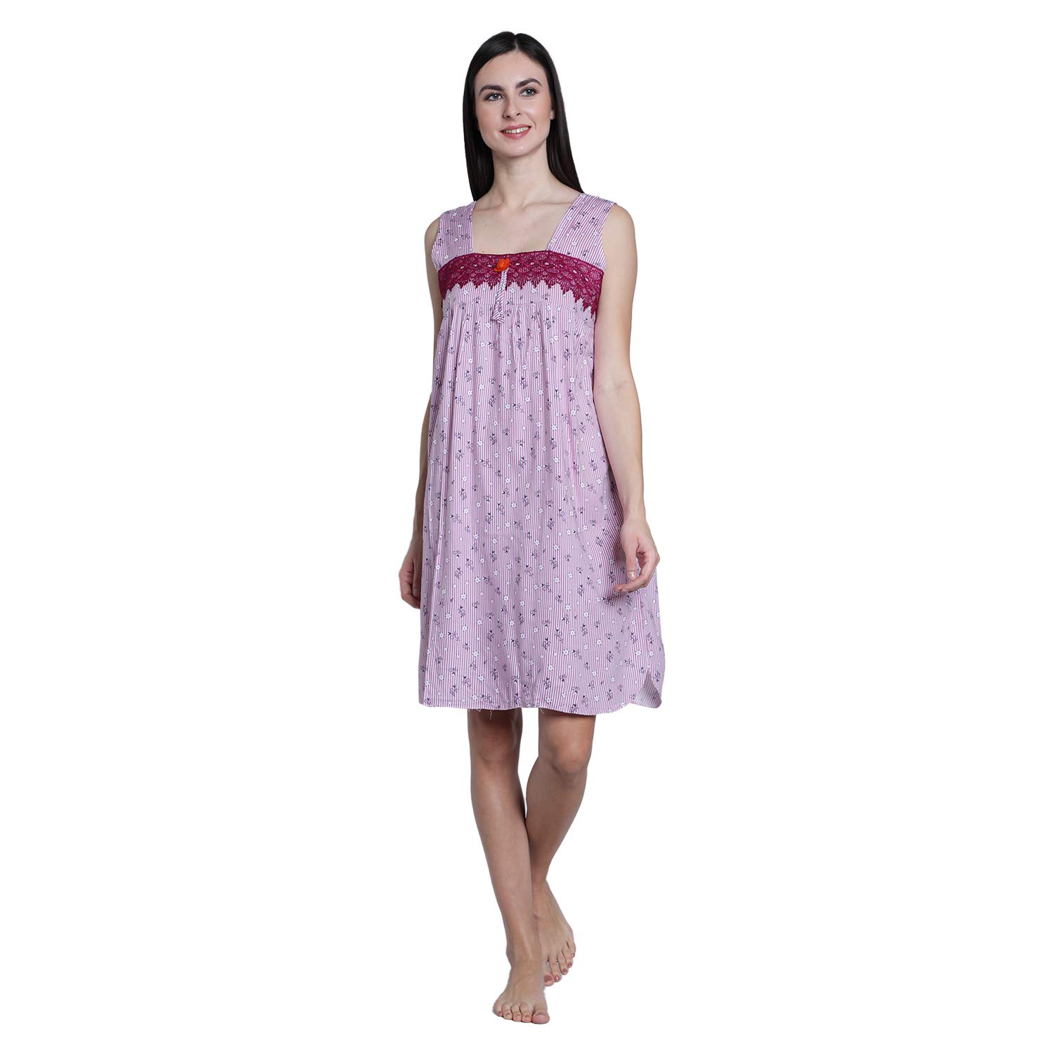 Buy Lilac Cotton Printed Half Nighty for Women at Amazon.in