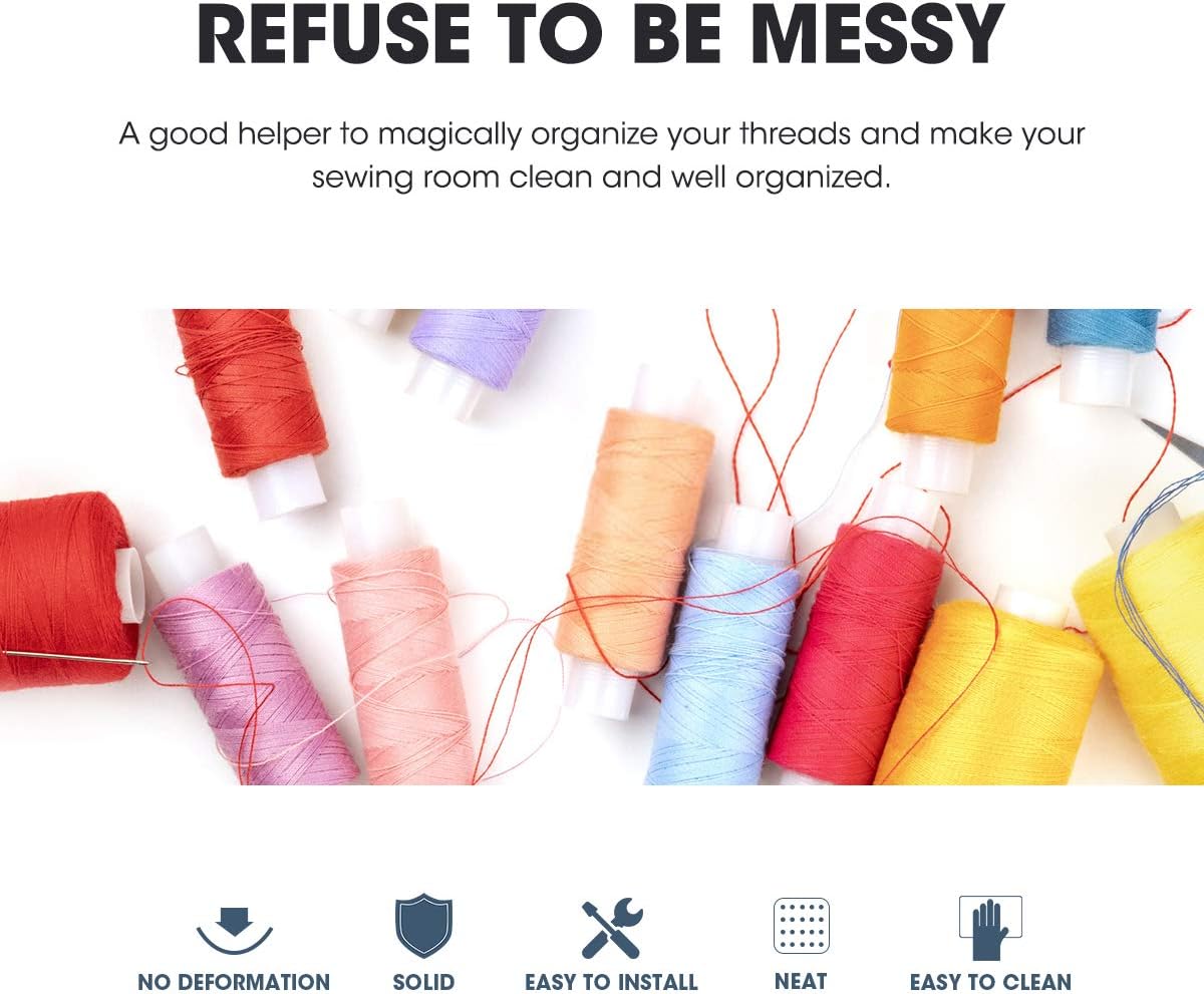 Mardili 2×32-Spools Sewing Thread Rack, Wall-Mounted Metal Sewing ...