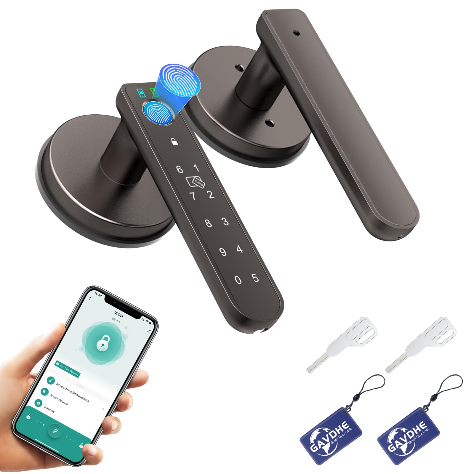 Gavdhe Fingerprint Door Lock Smart Fingerprint Door Knob with Keyless Entry Biometric Door Lock ...